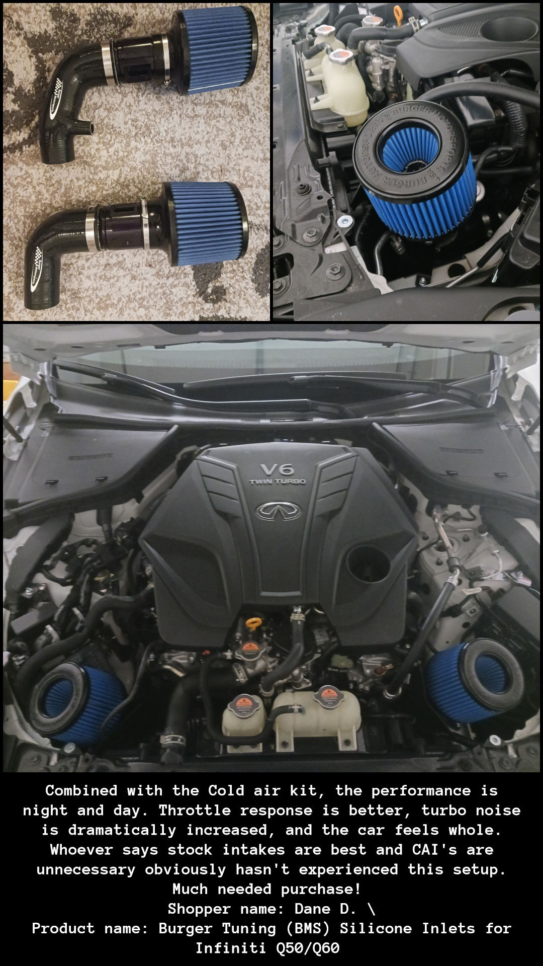 Burger Tuning (BMS) Silicone Inlets for Infiniti Q50/Q60 - NEW REVIEW ...
