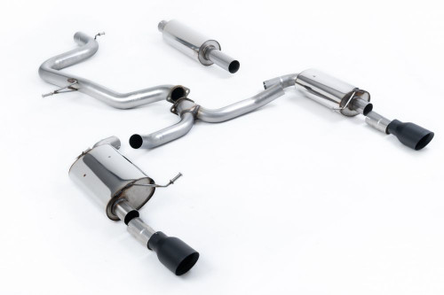 Milltek Resonated Cat-Back Exhaust with GT-100 Cerakote Black Tips for ...