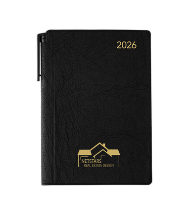 Black Crush Compac Pocket Calendar with Pen | Myron Promotional Products