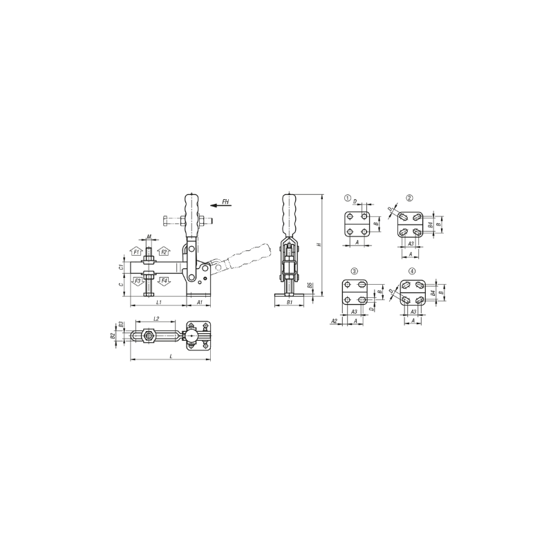 KIPP F2=1000, Toggle Clamp, Vertical, w/Flat Foot and Adjustable ...