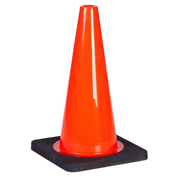TruForce Traffic Cone, 18", 5 lb, Dayglow Orange w/ Rubberized Black ...