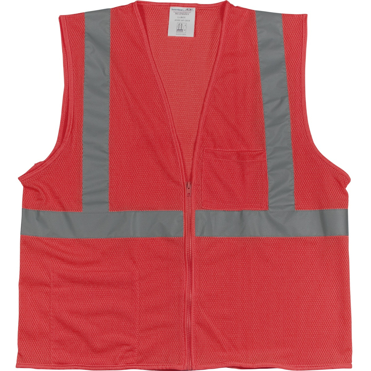 Pip® Ansi Type R Class 2 Two Pocket Zipper Mesh Vest Hi Vis Red 4x