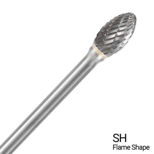 1/8" X 1/4" Double Cut Flame Shape Mini Bur Bit | AFT Fasteners