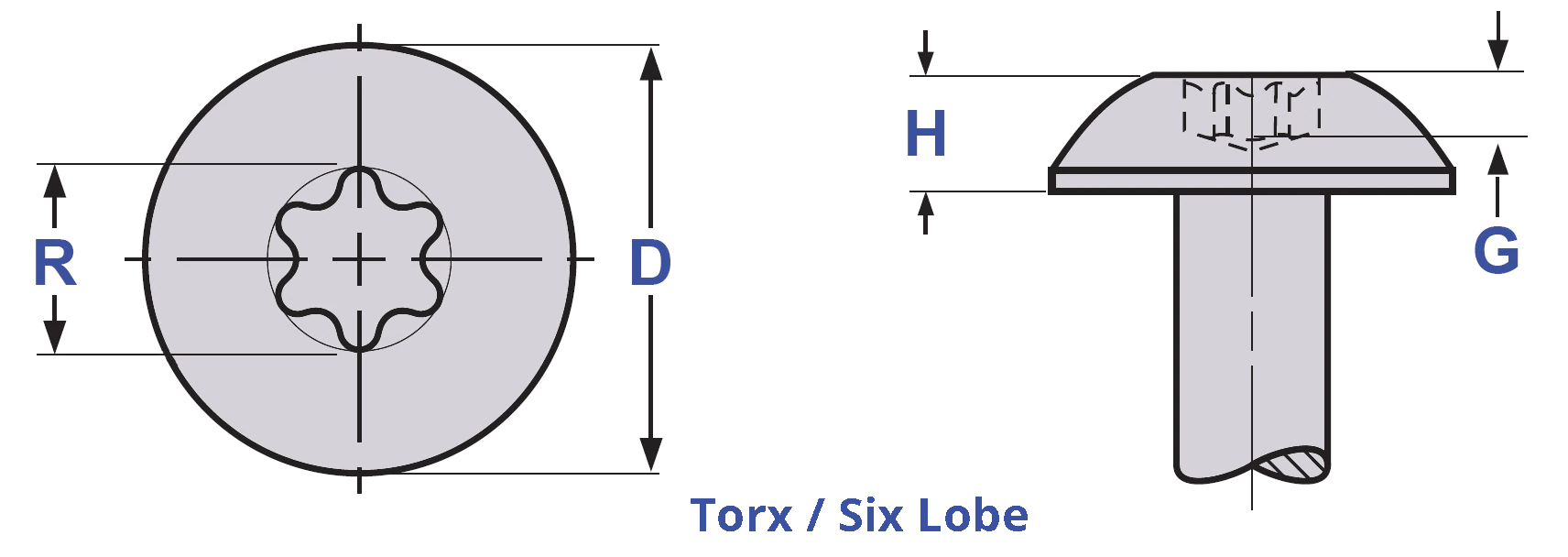 Torx Dimensions Drawing