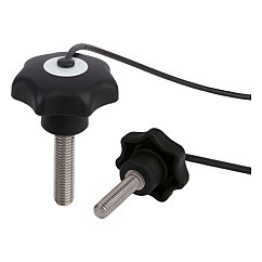 Kipp M5x10 Thread, 25 mm Diameter, Star Grip Knob with Safety Lanyard ...