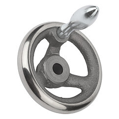 Kipp 100 mm x 12 mm ID 3-Spoke Handwheel with Fixed Machine Handle ...