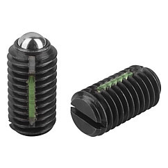 Kipp M8 Spring Plungers, LONG-LOK, Ball Style, Slotted, Steel, Standard ...