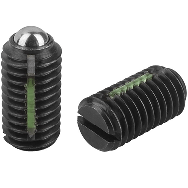 Kipp M5 Spring Plungers, LONG-LOK, Ball Style, Slotted, Steel, Heavy ...