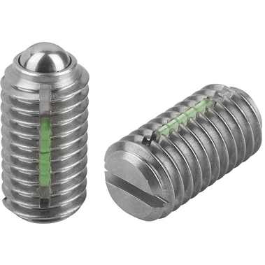 Kipp #6-32 Spring Plungers, LONG-LOK, Ball Style, Slotted, Stainless ...
