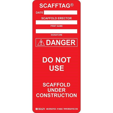 Brady® Scafftag® Danger Inserts, Red | AFT Fasteners