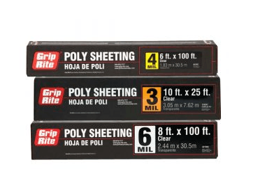 Grip Rite Medium Duty Poly Sheeting, Black, 4 mil., 20 ft x 50 ft ...