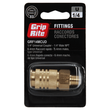 Grip Rite 1/4" Universal Brass Coupler, 1/4" Male NPT, (4 Pieces), # ...