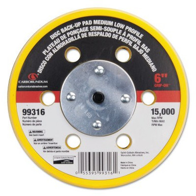 Carborundum LOW PROFILE-MED 6"X6 HOLE GRIPON BCKUP PAD 15000, 1 EA ...