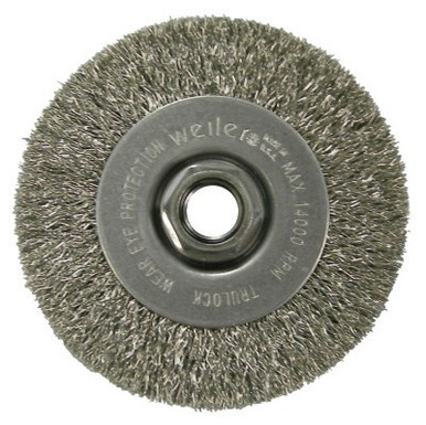 Weiler® Crimped Wire Wheel, 4 in D x 1/2 in W, .014 in Stainless Steel ...