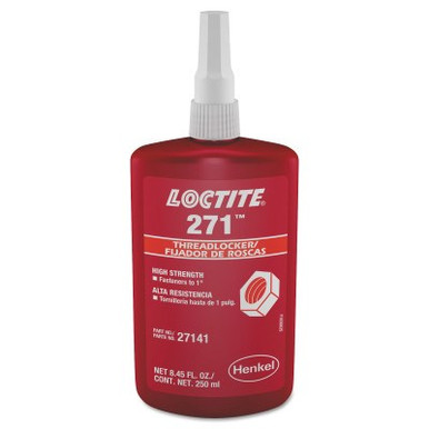 Loctite 271 Threadlockers, High Strength, 250 mL, 1 in Thread, Red, 1 ...