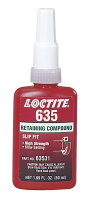 Loctite 635 Retaining Compound, High Strength/Slow Cure, 50 mL Bottle, Green, 4,000 psi, 1/BTL ...