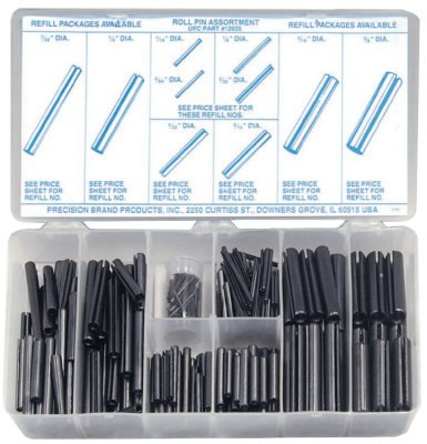 Precision Brand Roll Pin Assortments, Spring Steel, 1/KT | AFT Fasteners