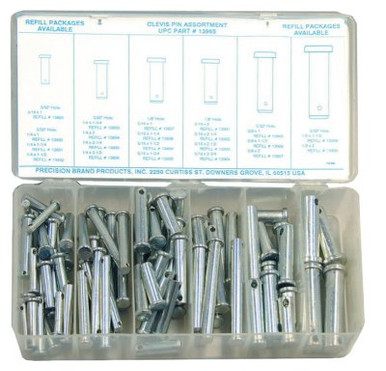 Precision Brand Clevis Pin Assortments, Low Carbon Steel, 1/KIT | AFT ...