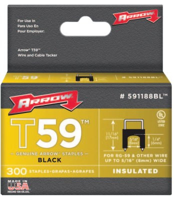Arrow Fastener T59 Insulated 5/16" Staples, 1/4" Leg, (300 Box/40 Boxes ...