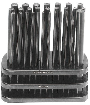 C.S. Osborne Punch Sets, Transfer Punch Set, Round, English, 28 Punches ...