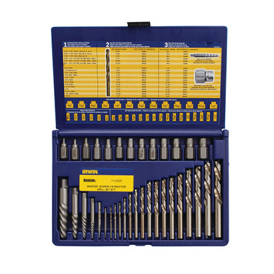 Irwin Screw Extractor and Drill Bit Set, Hard Case, #11135ZR (1/Pkg ...