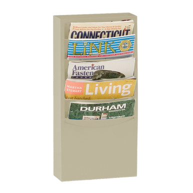 Durham Mfg Literature Rack, 5 Pockets, Tan, 9-3/4"W x 4-1/8"D x 20-1/4 ...