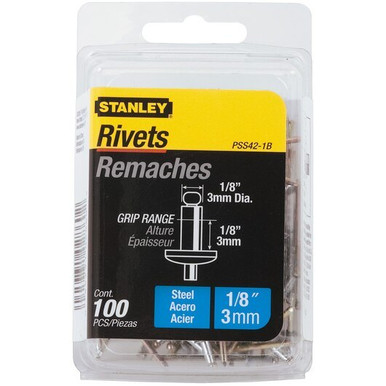 Stanley Products 1/8" x 1/8" Blind Steel Rivets, 100 Pack #PSS42-1B (5 ...