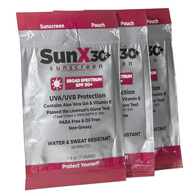 SunX 30+ Sunscreen Lotion, .25 oz, 25/Box | AFT Fasteners