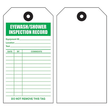 Emergency Shower/Eyewash Inspection Tags | AFT Fasteners