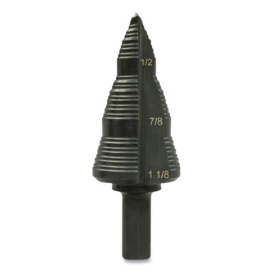 Greenlee GSB Series Step Bit, 1-1/8 in, 3/16 in to 1/8 in diameter ...