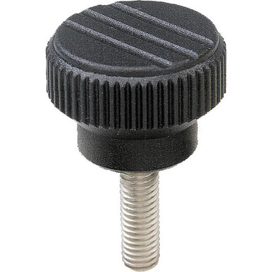 Kipp Knurled Knob, Size 0, D=M05X20, H=11.5, Brass, Thermoplastic, Black (10/Pkg.), K0110.005X20 ...