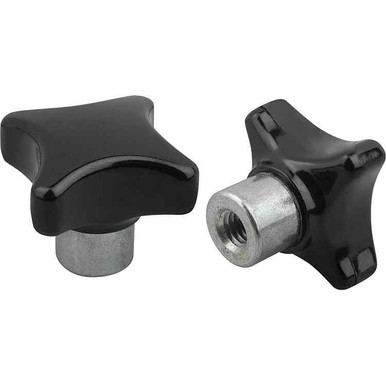 Kipp Palm Grip Knob, Similar to DIN 6335, D=M10, D1=50, H=32, Style E, Black Thermoset (10/Pkg ...
