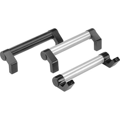 Kipp Tubular Handle, Angled, L=325, Aluminum, Black Powder ...
