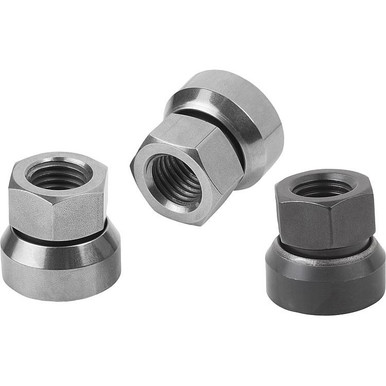 Kipp Hex Nut, w/Spherical Seats, M10, SW=17, Steel, Black Oxidized, (1 ...