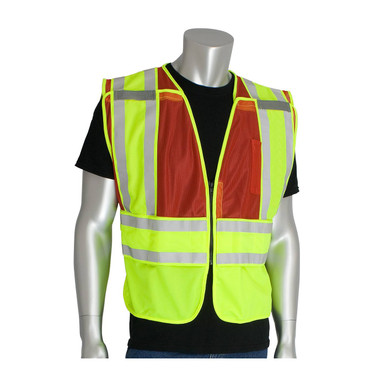 PIP® ANSI Type P Class 2 Public Safety Vest, Hi-Vis Yellow/Red, 2X ...