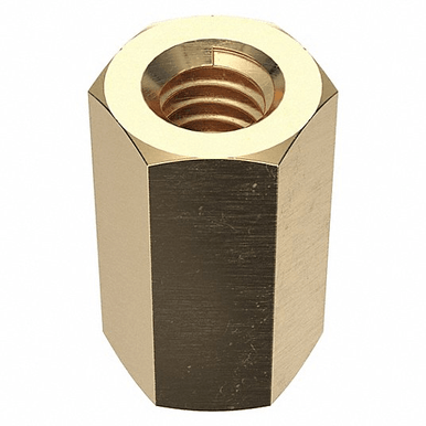 5/16"-18 x 1" Coupling Nuts 7/16 AF, Brass (10/Pkg.) | AFT Fasteners