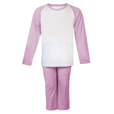 Baby pink and White Long Raglan Sleeve Pyjama Set **UK MADE**