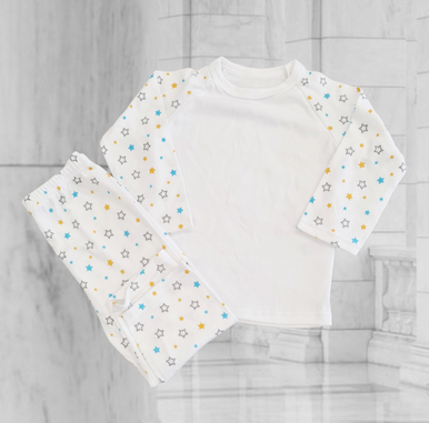 Baby pink and White Long Raglan Sleeve Pyjama Set **UK MADE**