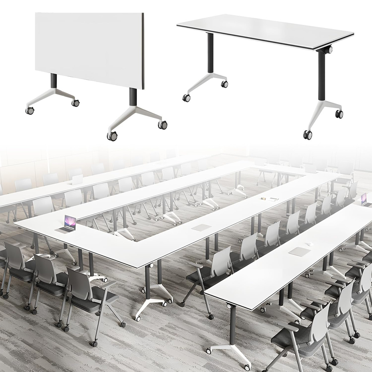 large folding table on wheels