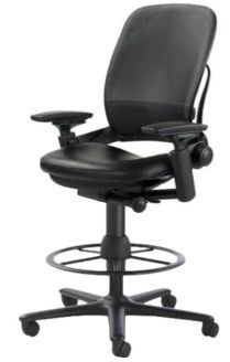 Steelcase, Leap V2, Work Stool Chair, Black, Leather + 4-Way Adjustable ...