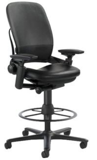 Steelcase, Leap V2, Work Stool Chair, Black, Leather + 4-Way Adjustable ...
