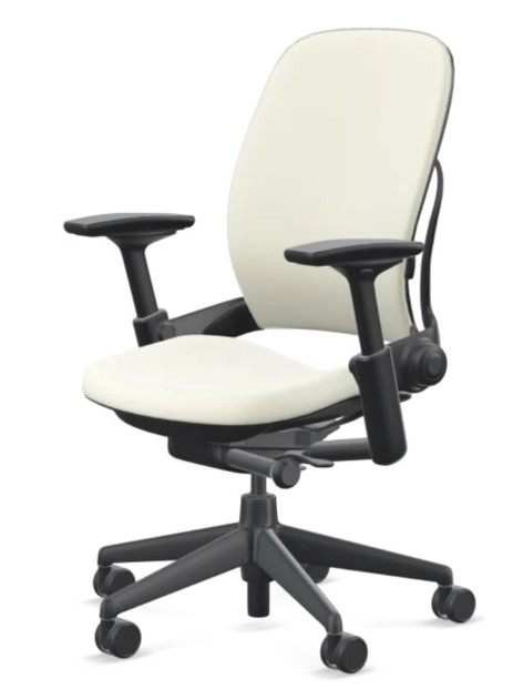Steelcase, Leap, Chair, V2, White, Leather, + 4-Way Adjustable Armrests,