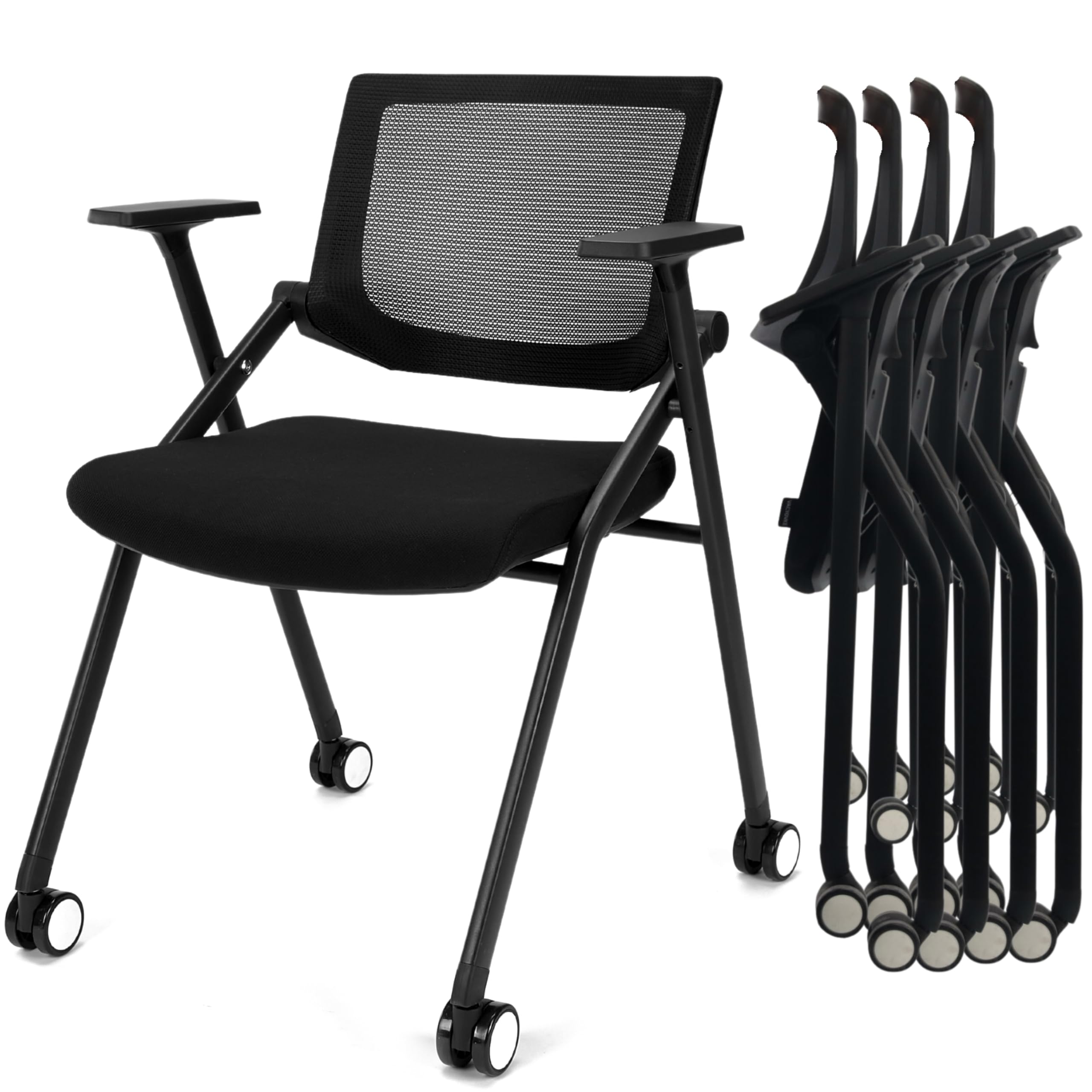 2-Pack Stackable Conference Room Chairs with Wheels and Paddle ...