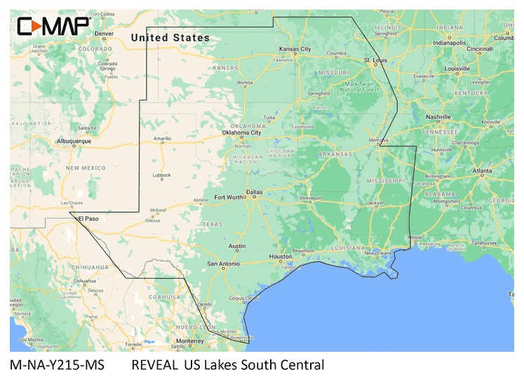 C-Map Reveal Inland U.S. Lakes South Central - M-NA-Y215-MS
