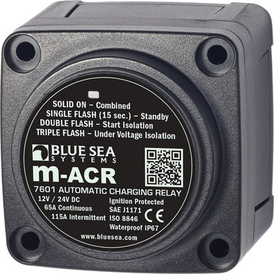 Blue Sea M-Series Automatic Charging Relay 12/24vdc 65a - 7601-BSS