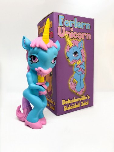 Ron English Forlorn Unicorn Blue Vinyl Figure - Toysheik