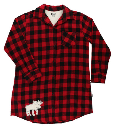 Lazy One Flannel Moose Plaid Nightshirt - Yeager's Sporting Goods
