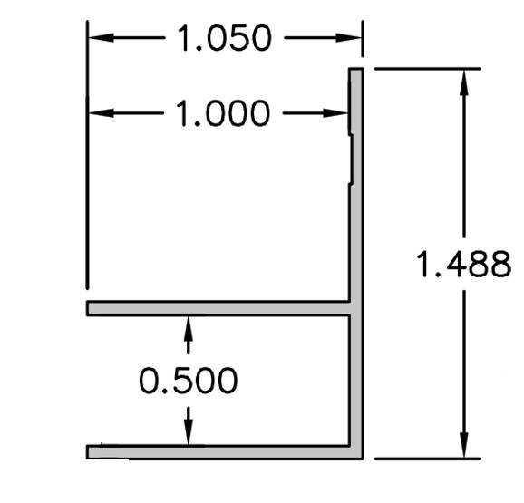 F-Bar - Millwork: 1-1/16" Width x 1-1/2" Height x 1/16" Thickness x 1/2 ...