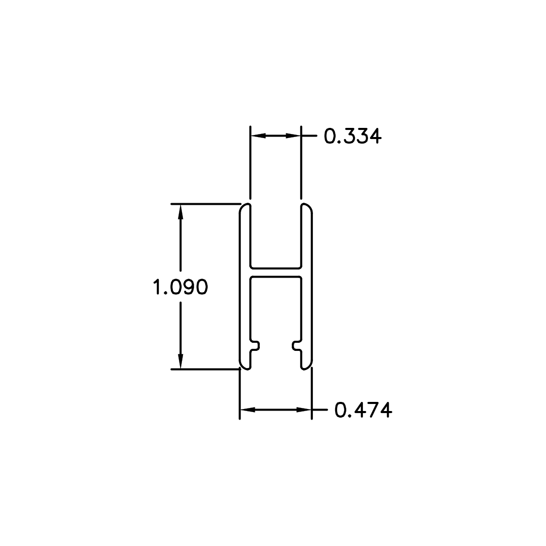 Slide Track - Locking - Track Shoe: 1/2" Width x 1-1/16" Height x 1/16 ...