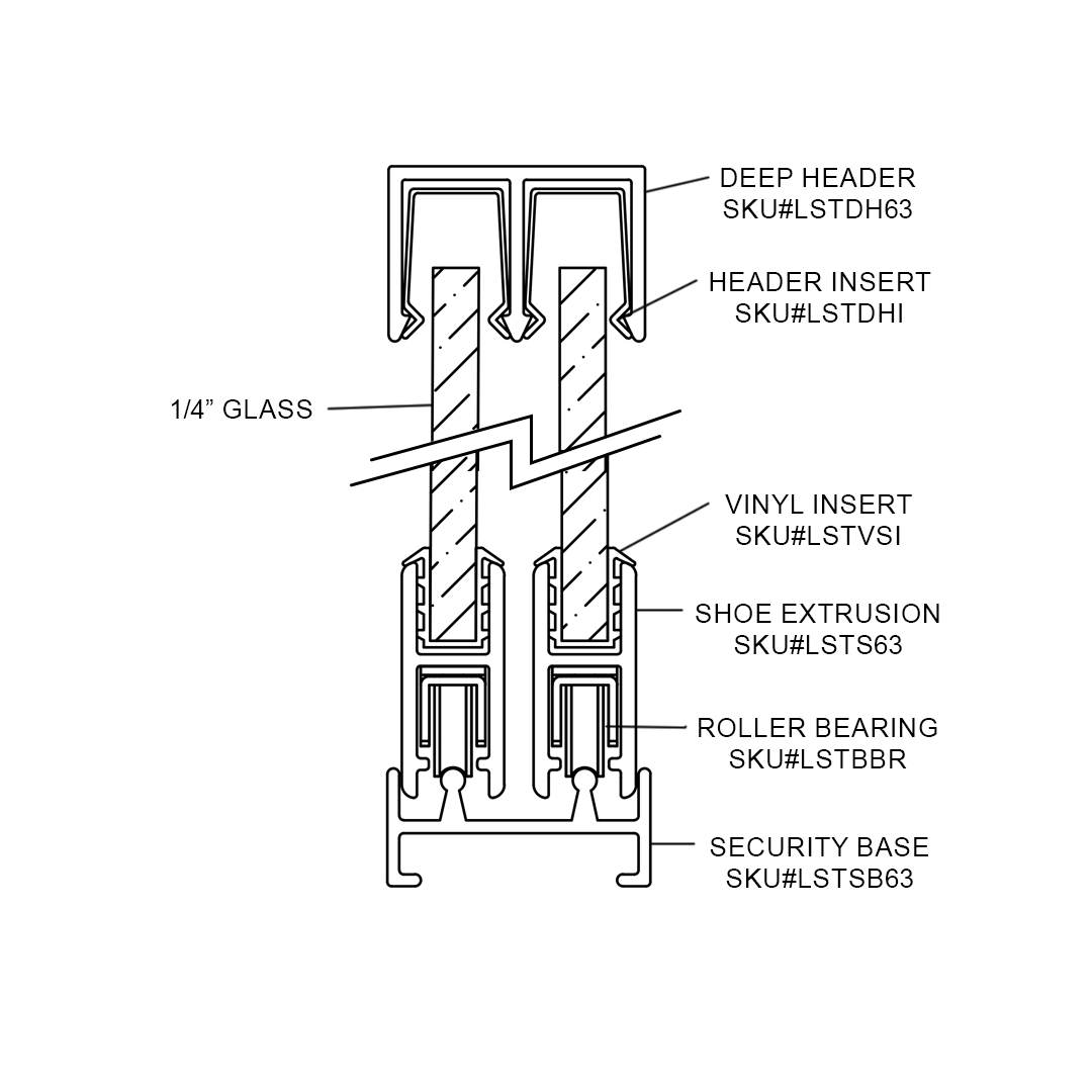 Slide Track - Locking - Deep Security Base: 1-3/16" Width x 1/2" Height ...